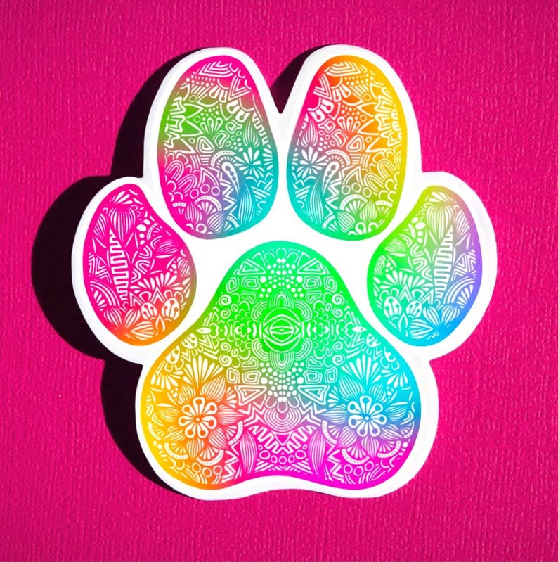 Rainbow Paw Print Waterproof Sticker – Zenspire Designs