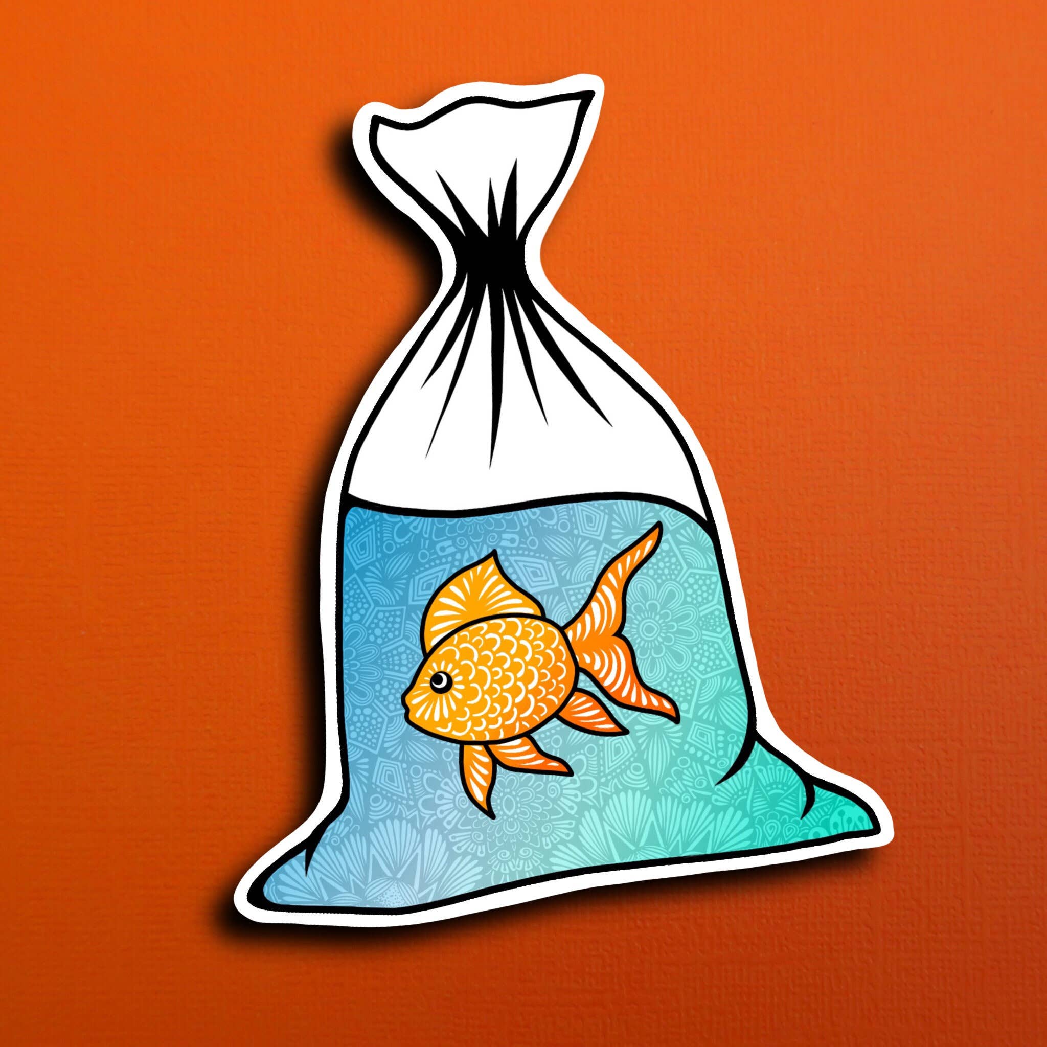 Goldfish in a bag Waterproof Sticker – Zenspire Designs