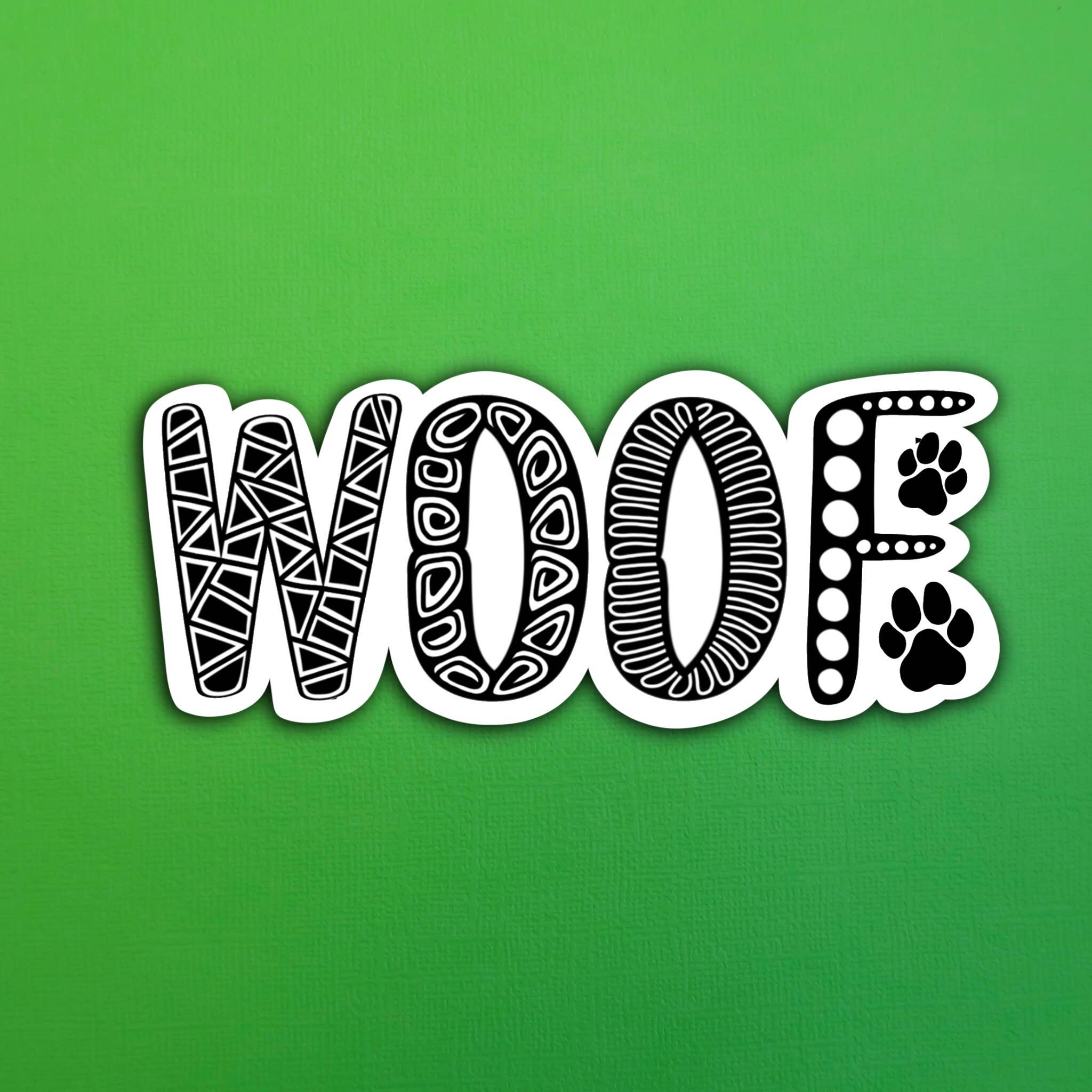 Woof Waterproof Sticker – Zenspire Designs